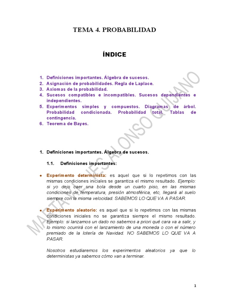 Tema 4. Probabilidad | PDF | Probabilidad | Teoría de probabilidad