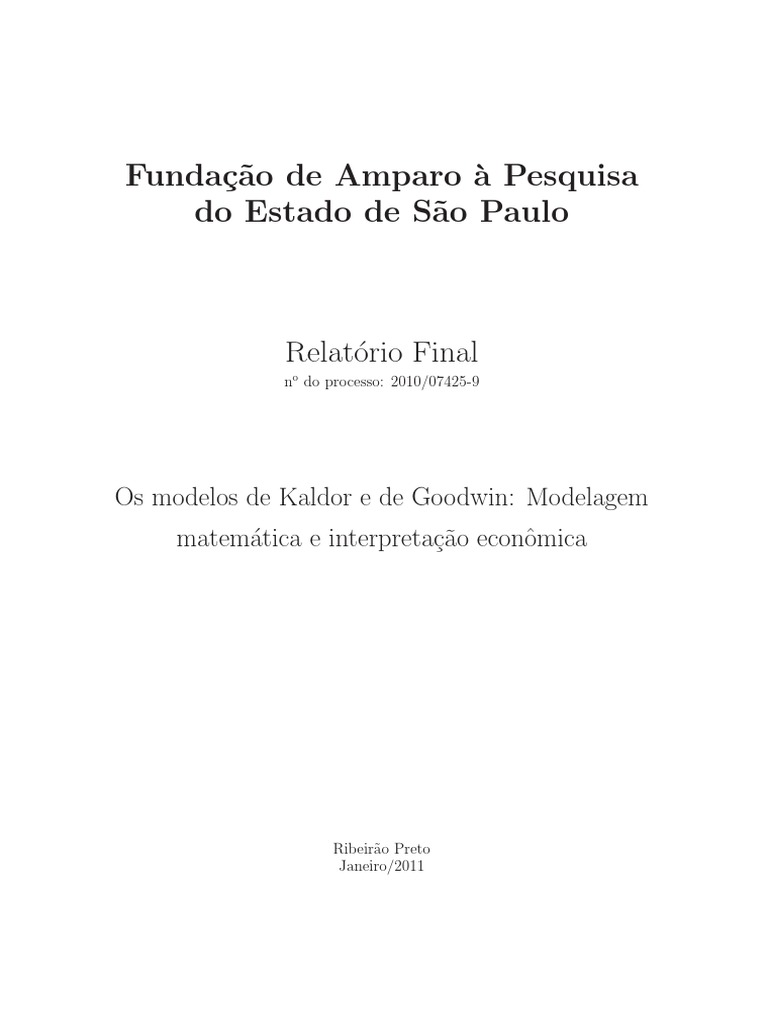 Modelos de Kaldor e Goodwin em Economia | PDF | Autovalores e ...