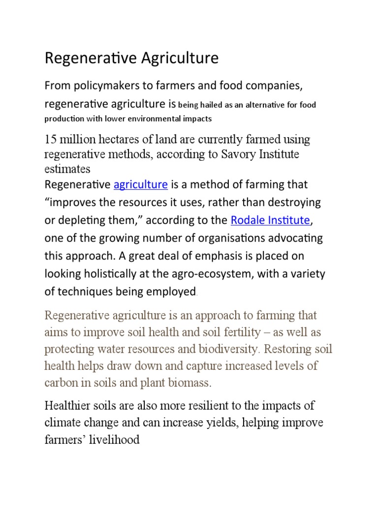 Regenerative Agriculture Pdf