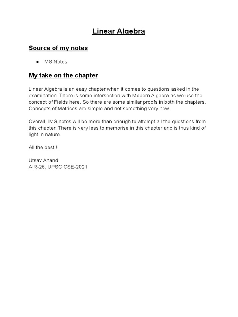 Linear Algebra | PDF | Algebra | Mathematics