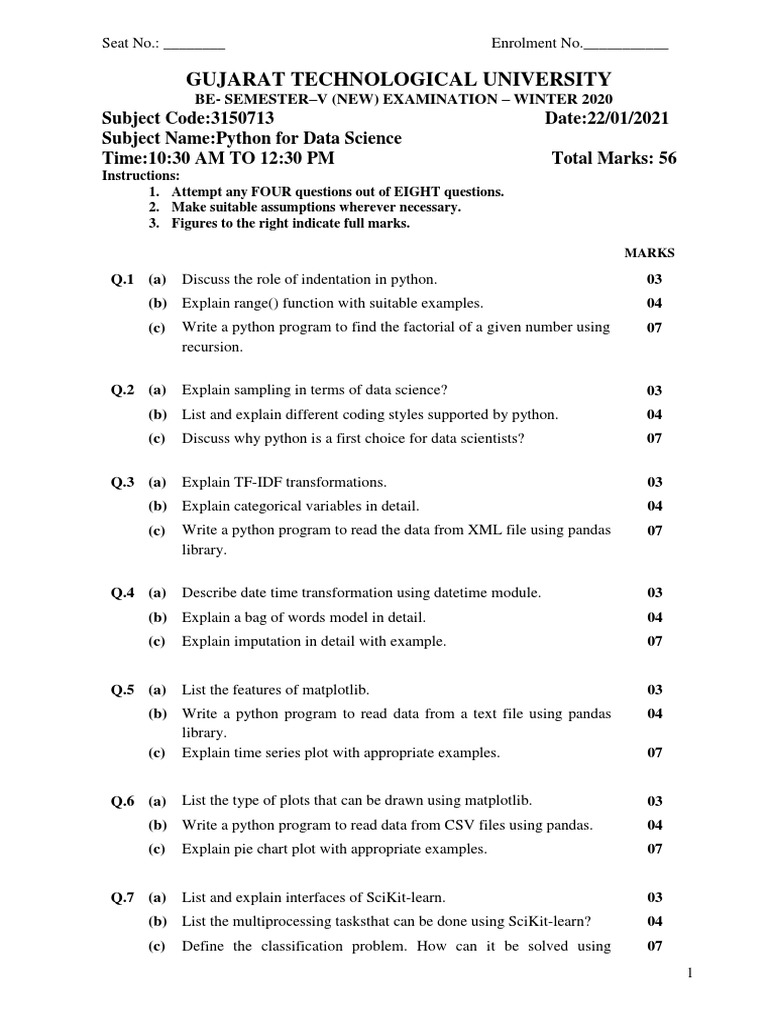 Gujarat Technological University | PDF | Python (Programming Language) | Subroutine