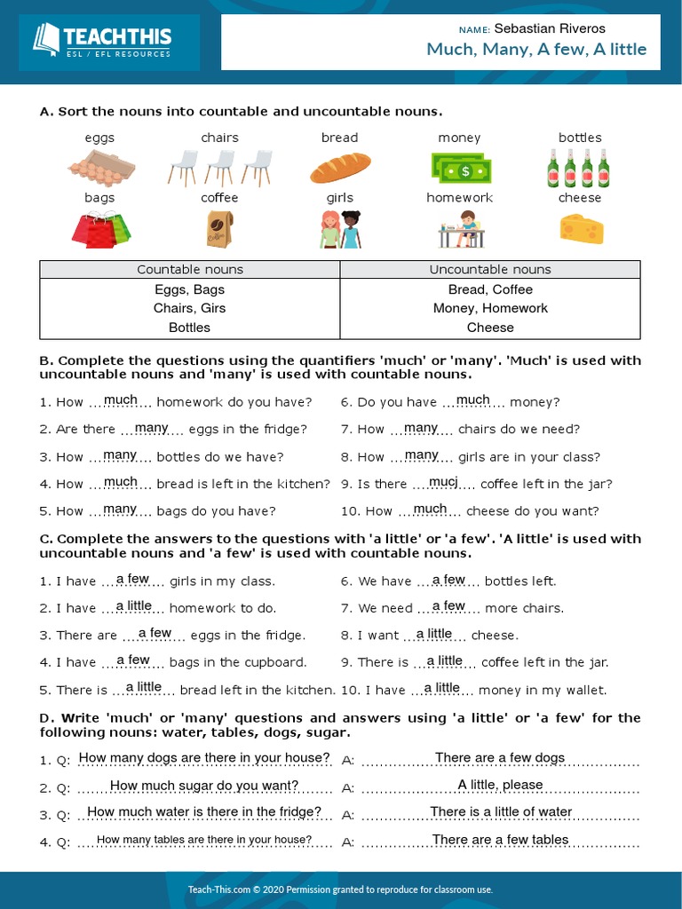 This Worksheet Is About Countable And Uncountable Nouns Nouns