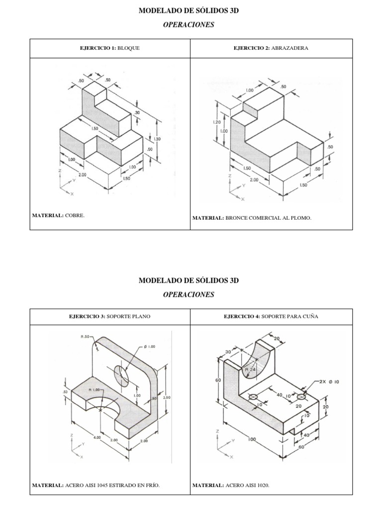 2 Modelado de Sólidos 3D Operaciones | PDF | Acero | Bronce