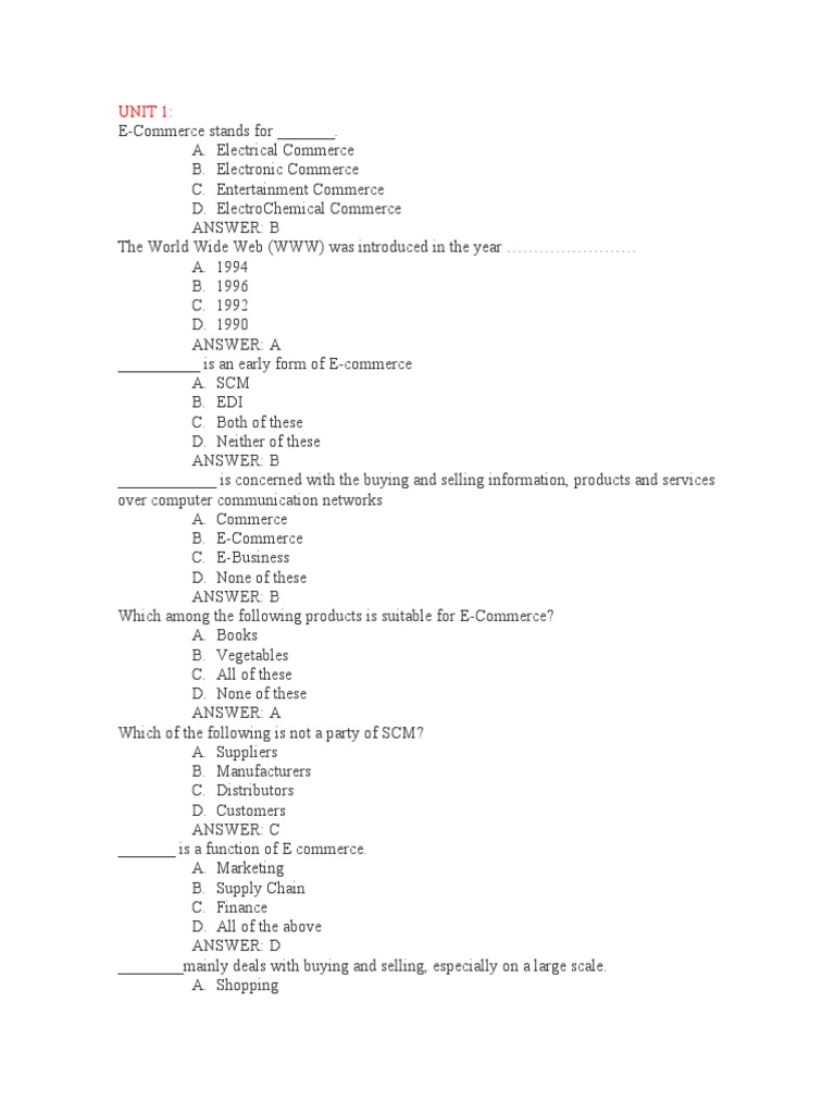 Digital Business MCQ ANS | PDF | E Commerce | Popular Culture & Media ...