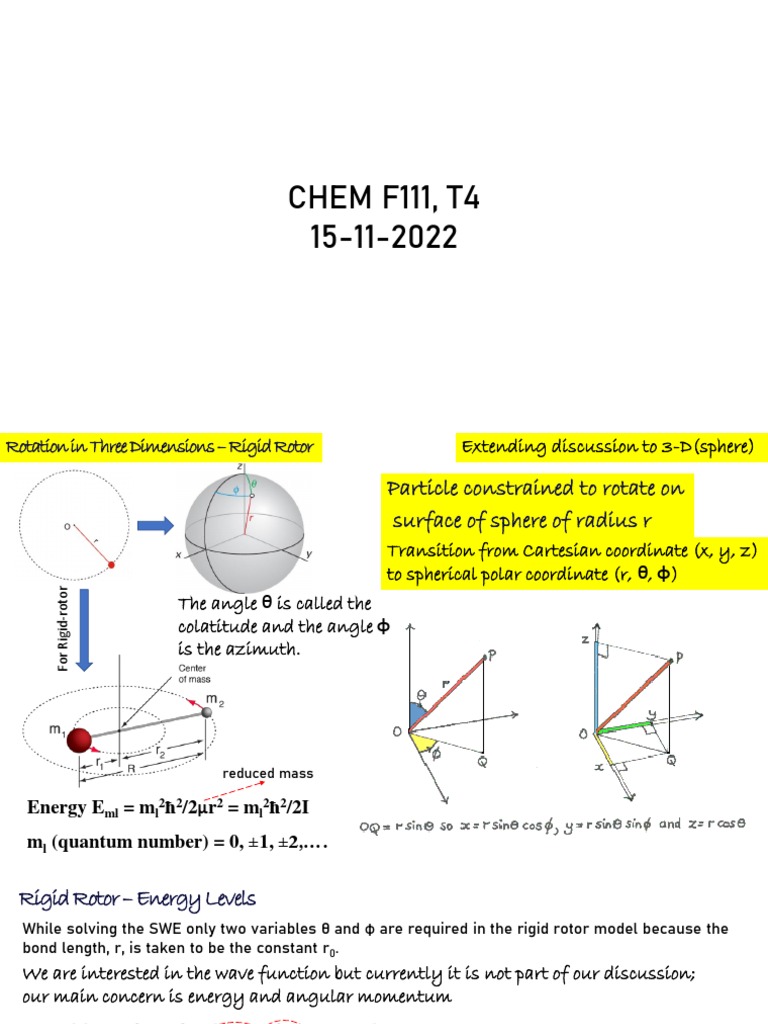 BITS Pilani Chemistry Hamilton Operator | PDF | Electron | Angular Momentum