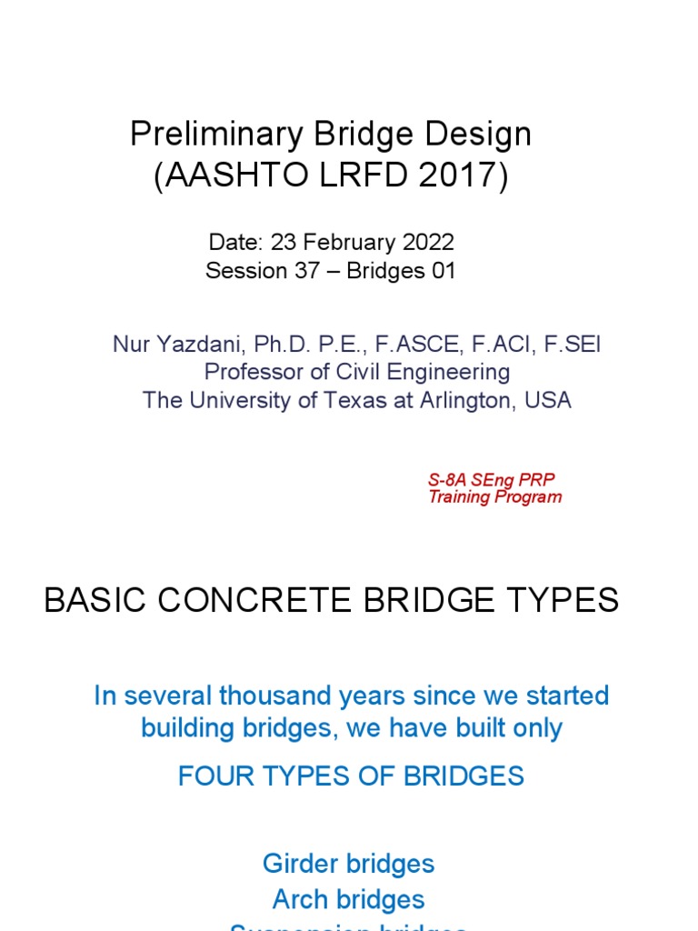 Bridge 1 - Preliminary Bridge Design AASHTO LRFD 2017 | PDF | Bridge ...