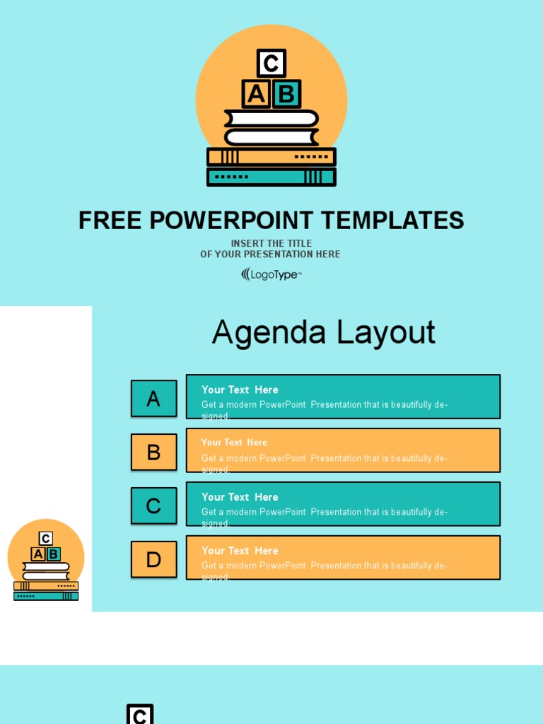 ABC Letter Blocks On Books PowerPoint Templates | PDF