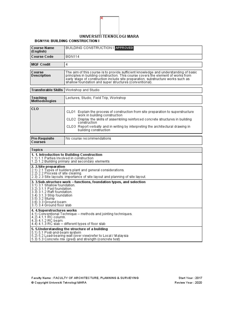 Course Building Construction I | PDF | Foundation (Engineering ...