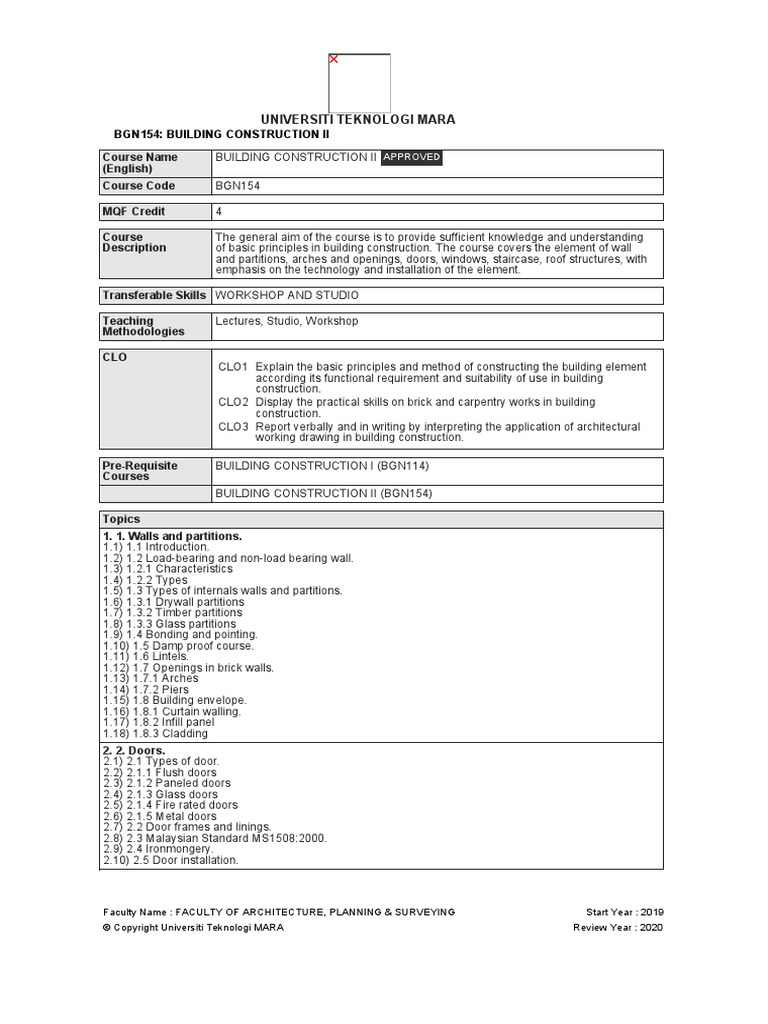 Course Building Construction II | PDF | Wall | Roof