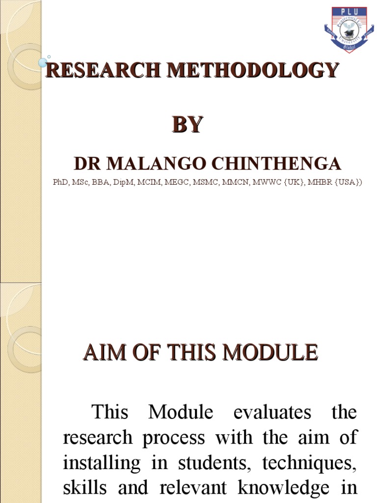 Research Methodlogy by DR M. Chinthenga | PDF | Sampling (Statistics ...