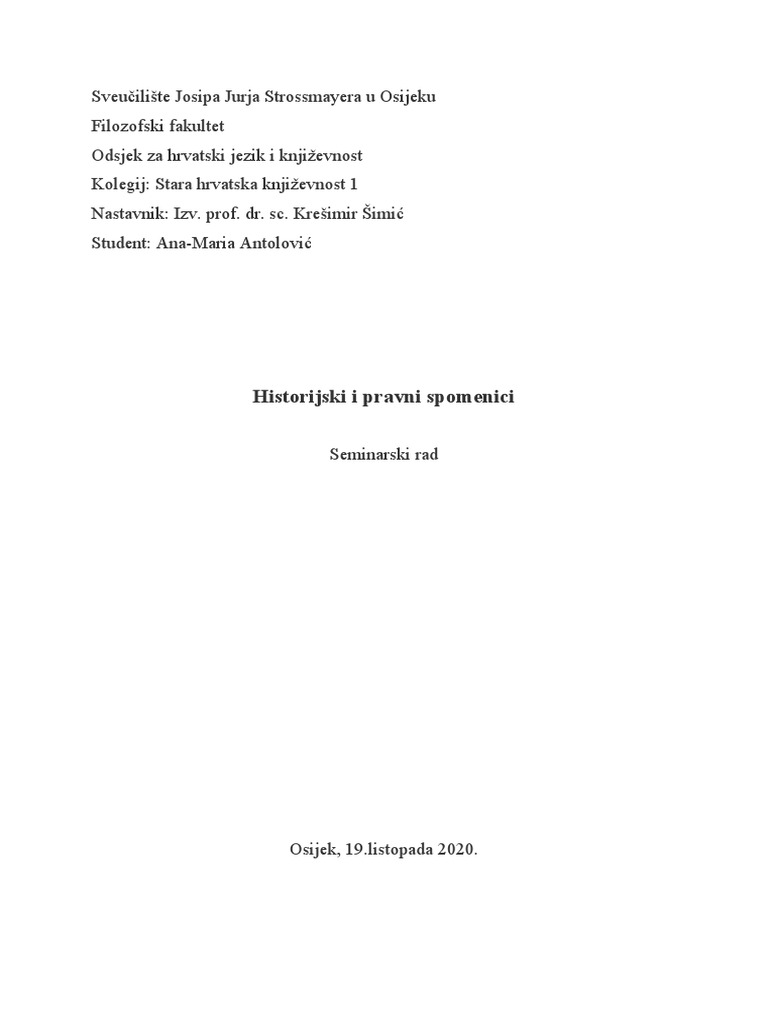 Historijski I Pravni Spomenici | PDF