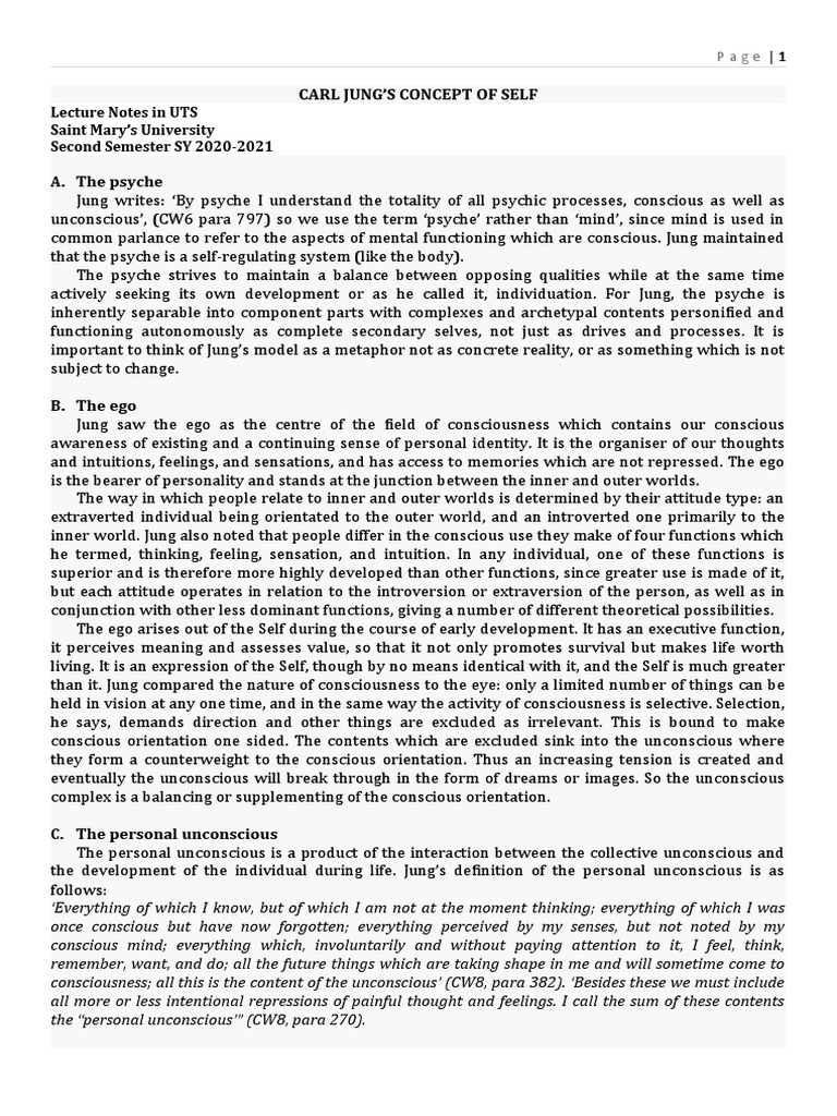 Carl Jungs Concept Of Self Pdf Carl Jung Archetype