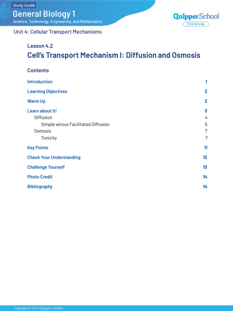 Diffusion and Osmosis in Cells | PDF