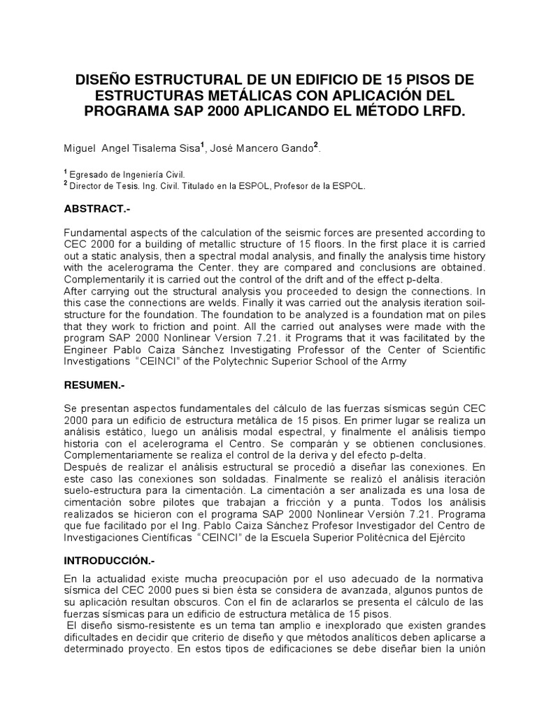 DISEÑO ESTRUCTURAL DE UN EDIFICIO | PDF | Fundación (Ingeniería) | Diseño