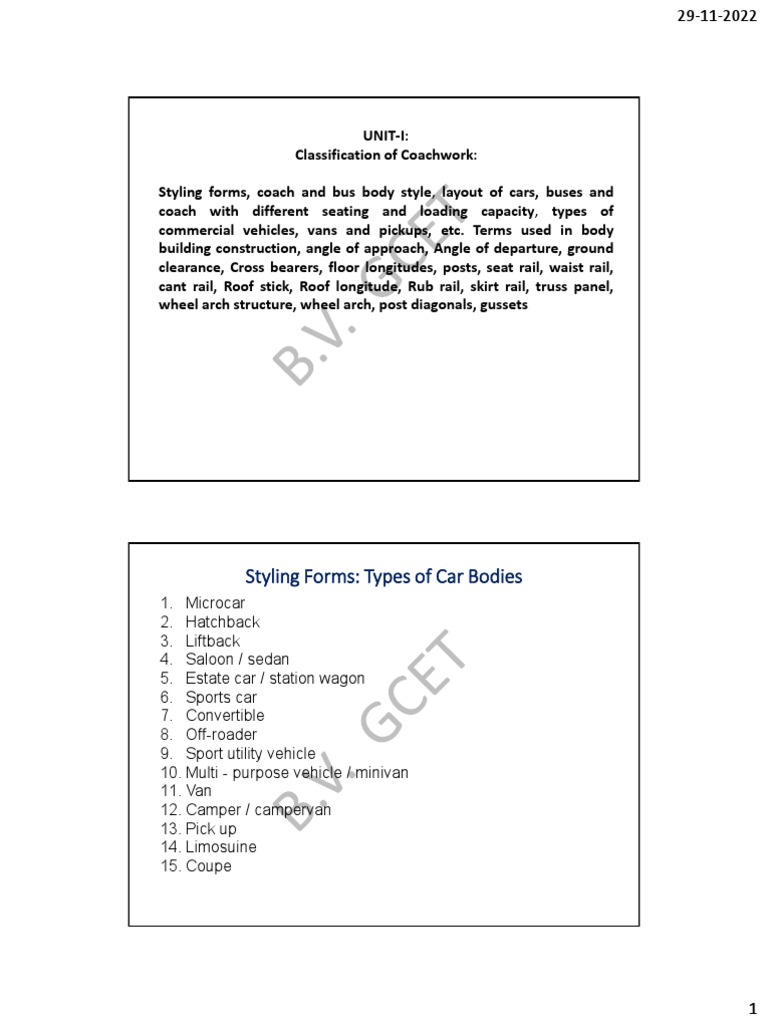 Coachwork and Bus Classification Guide | PDF | Four Wheel Drive | Van