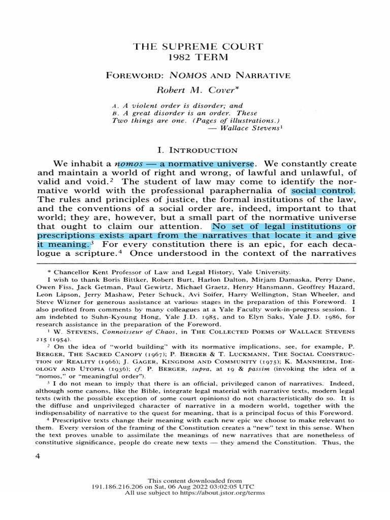 Nomos and Narrative | PDF