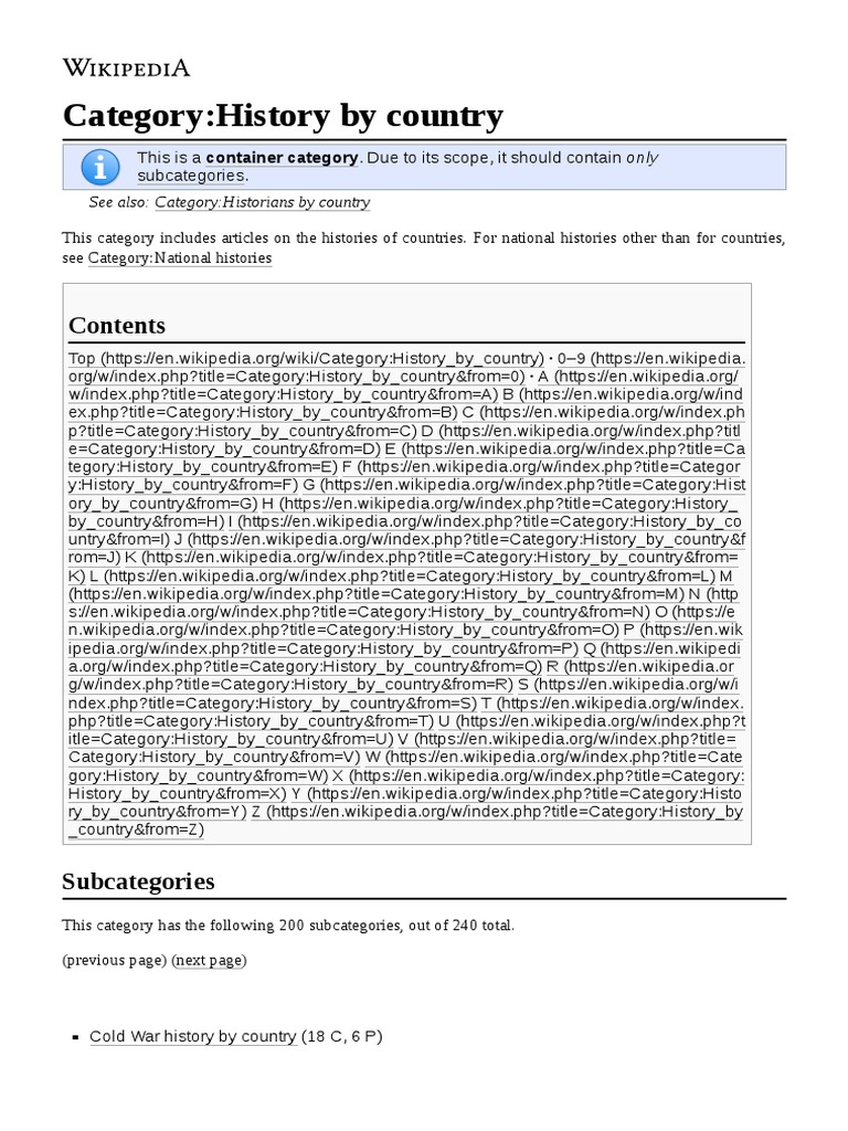Category History by Country | PDF | Wikipedia