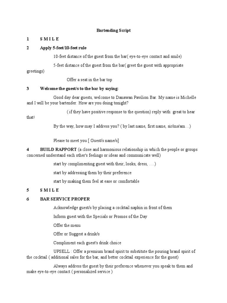 Bartending Script | PDF