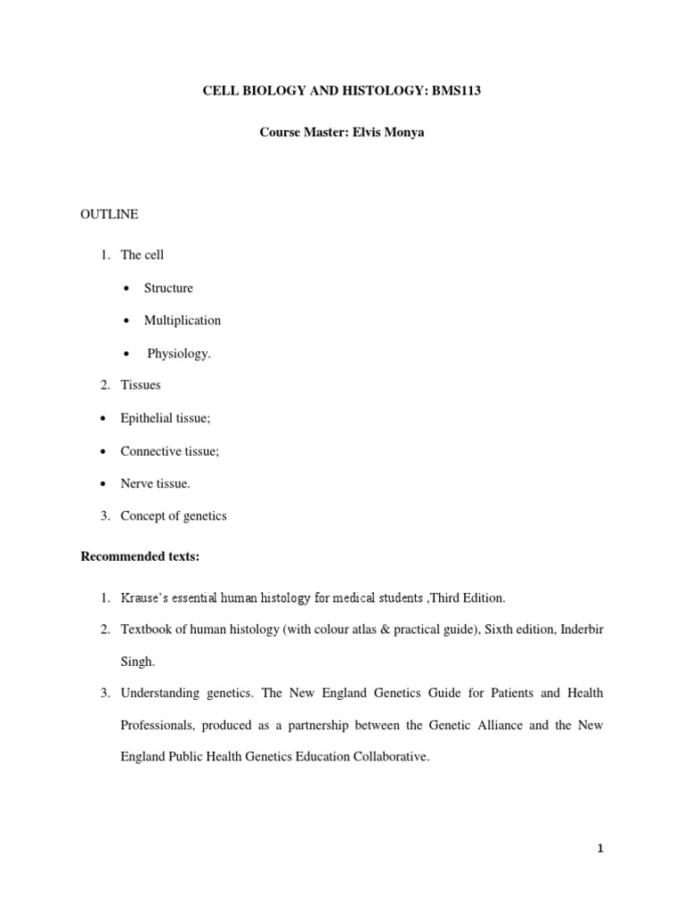 CELL BIOLOGY AND HISTOLOGY Handout 1 | PDF | Cell Membrane ...