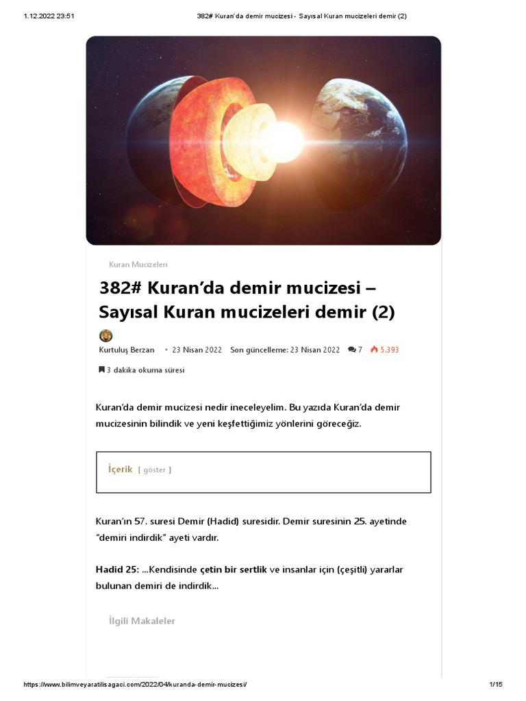 Kuran'Da Demir Mucizesi - Sayısal Kuran Mucizeleri Demir | PDF