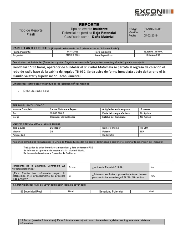 Informe Flash Caso Robo de Radio Base | PDF