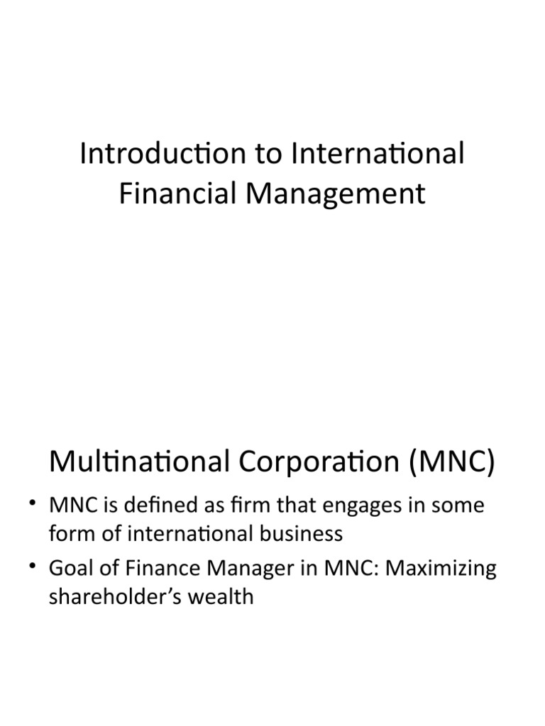 1 International Financial Management | PDF | Multinational Corporation ...