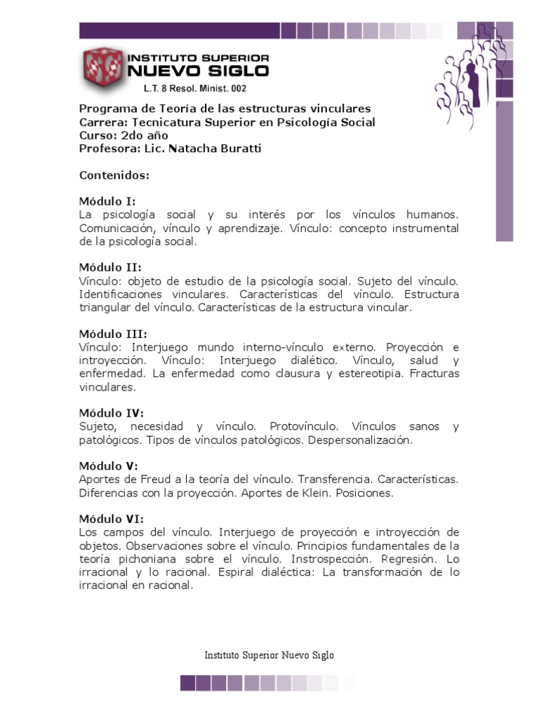 Teoria Vinculo Programa | PDF