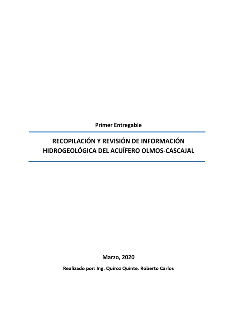 Informe Hidrogeológico Acuífero Olmos-Cascajal | PDF