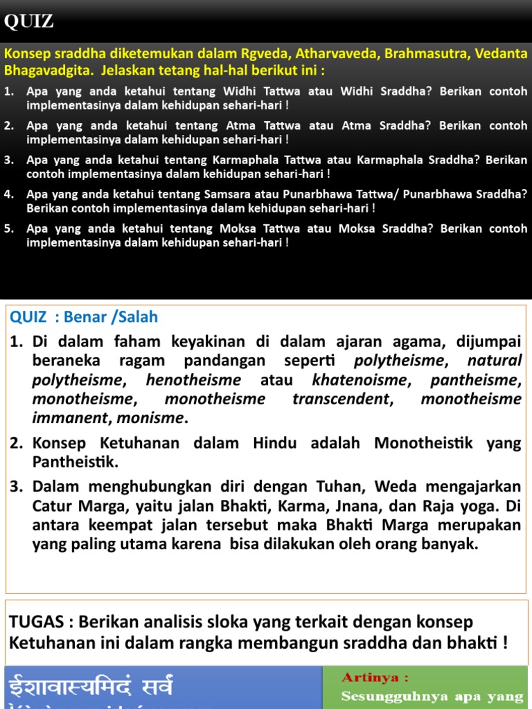 QUIZ DAN TUGAS - SRADHA BHAKTI - Sher | PDF