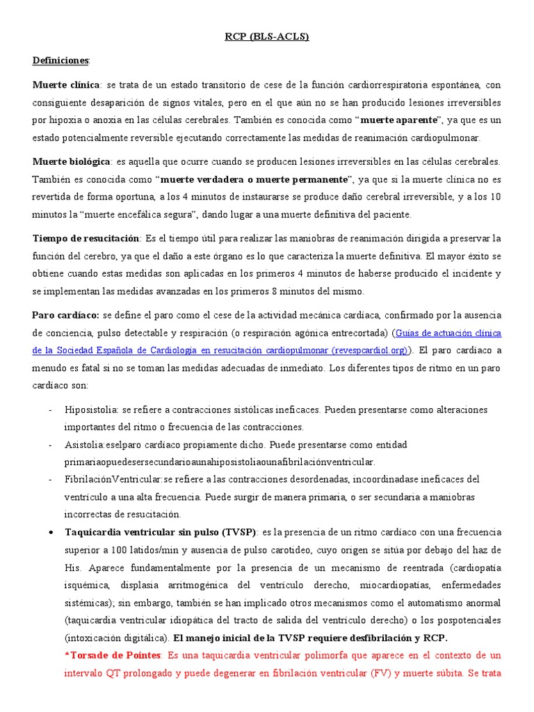 Guía Completa de RCP: BLS y ACLS | PDF | Reanimación cardiopulmonar ...