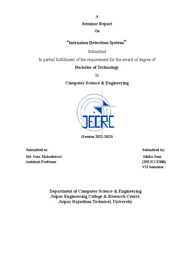 Ishika Soni - SeminarReport | PDF | Security | Computer Security