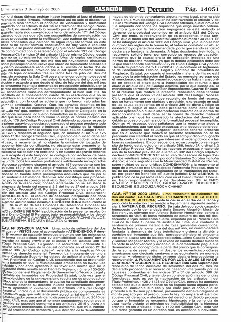 Casación #705-2003 - LIMA - SCP | PDF | Ley procesal | Debido al proceso