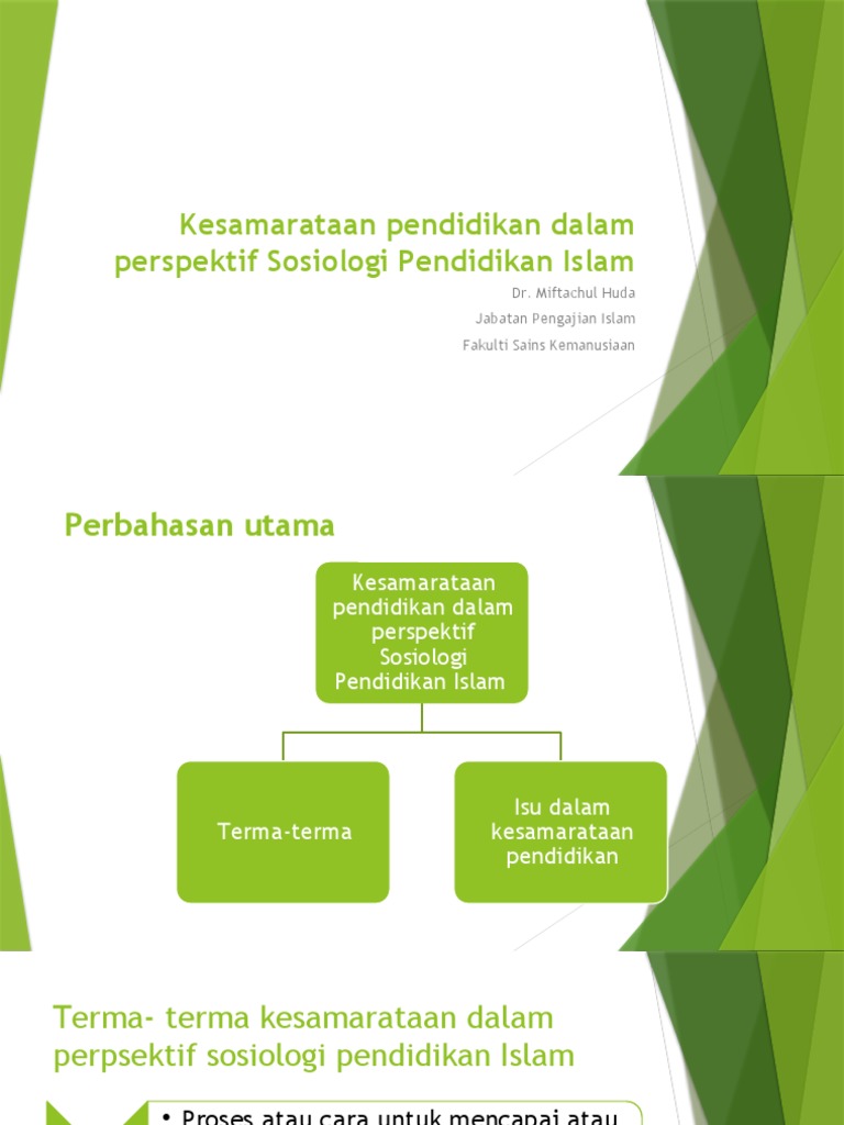 Kesamarataan Pendidikan Dalam Perspektif Sosiologi Pendidikan Islam | PDF