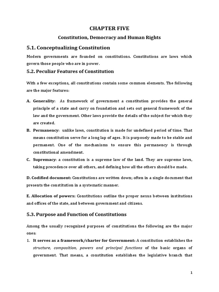 Chapter Five | PDF | Constitution | Human Rights