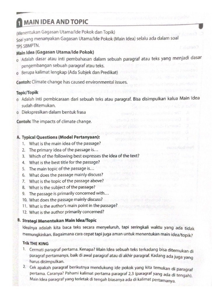 1 Main Idea and Topic | PDF