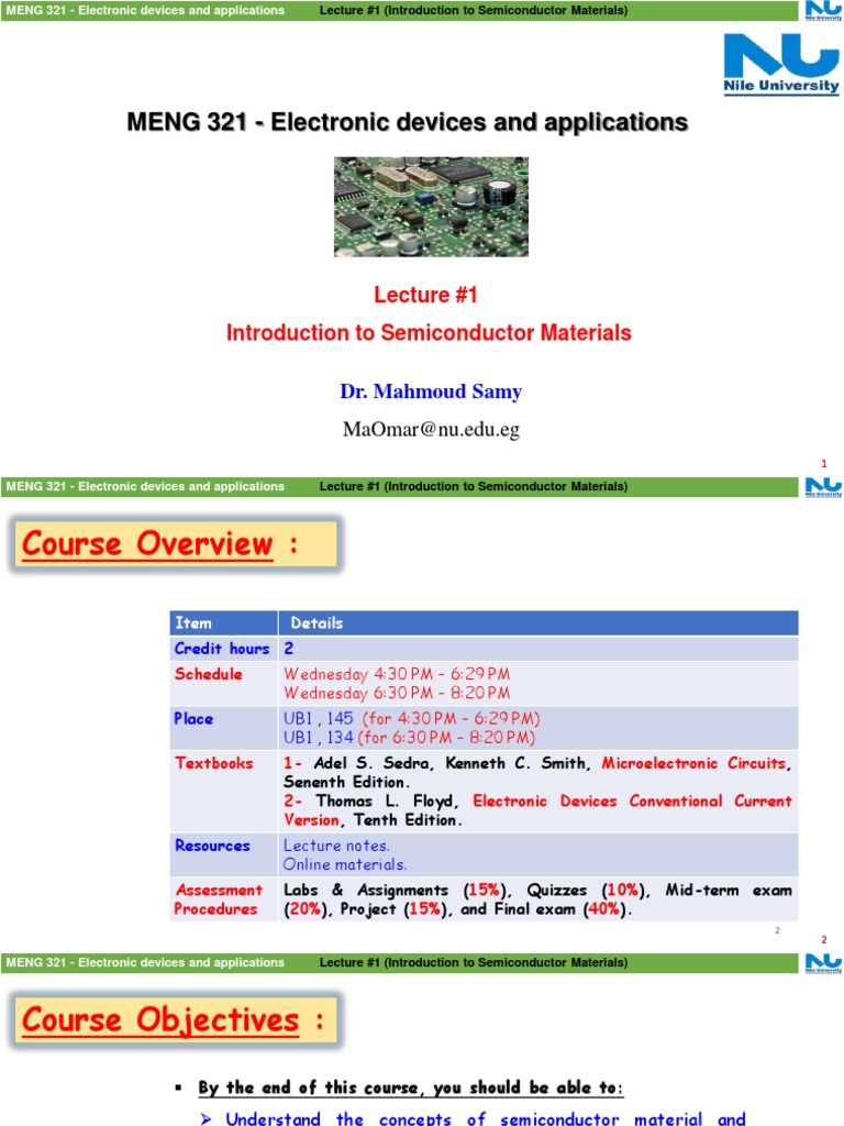 Electronic Devices and Applications - Lecture 1 | PDF
