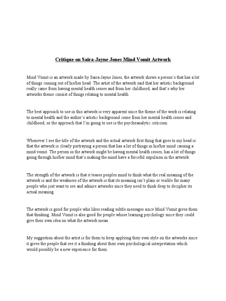 Mind Vomit Is An Artwork Made by Saira | PDF