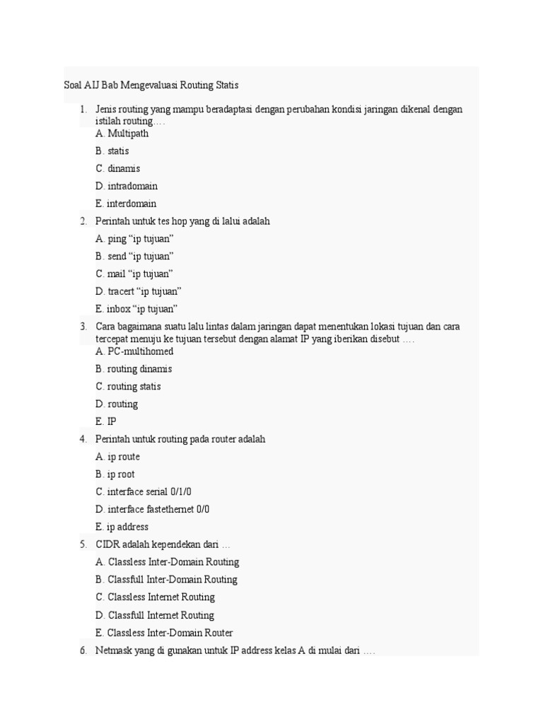 Evaluasi Routing Statis dan Dinamis | PDF