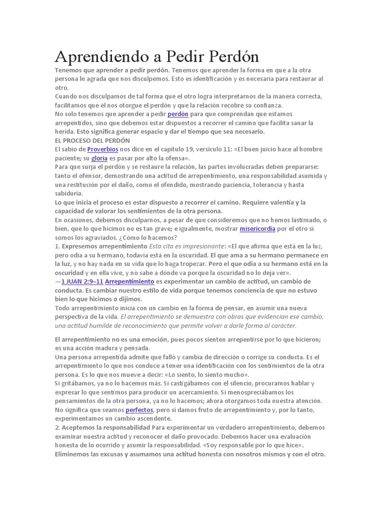 Aprendiendo A Pedir Perdón | PDF | Perdón | Sicología