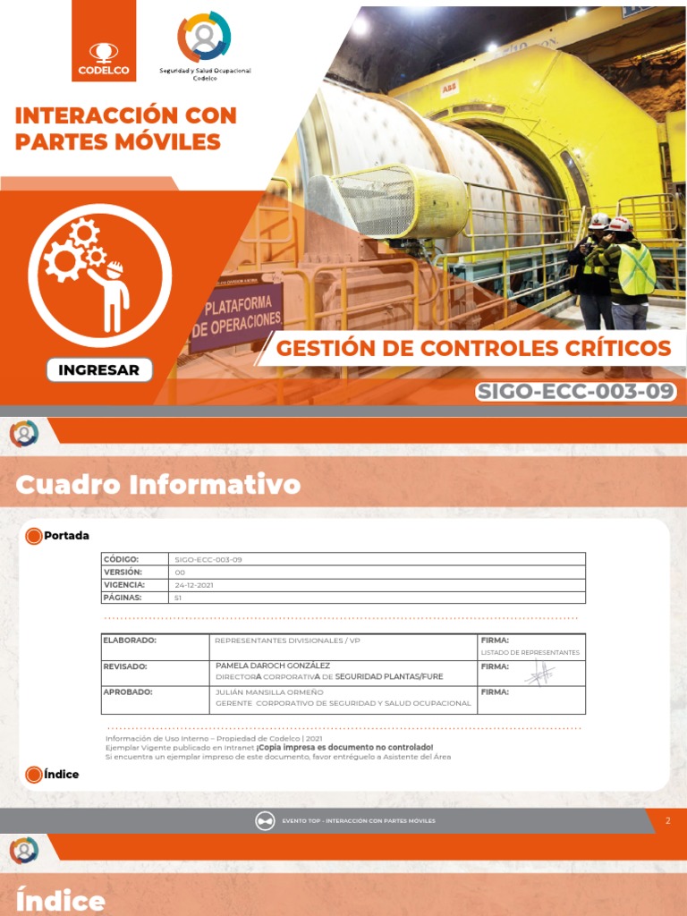 SIGO-ECC-003-09 v0 - Interacción Con Partes Móviles | PDF