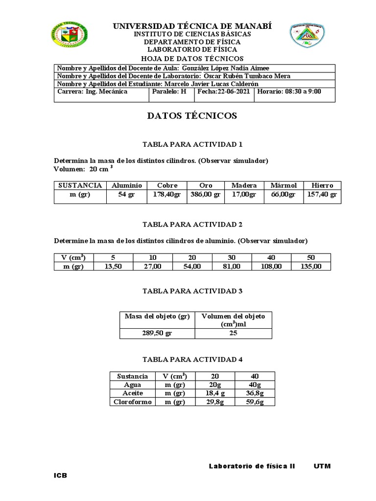 Practica 3 | PDF | Densidad | Volumen
