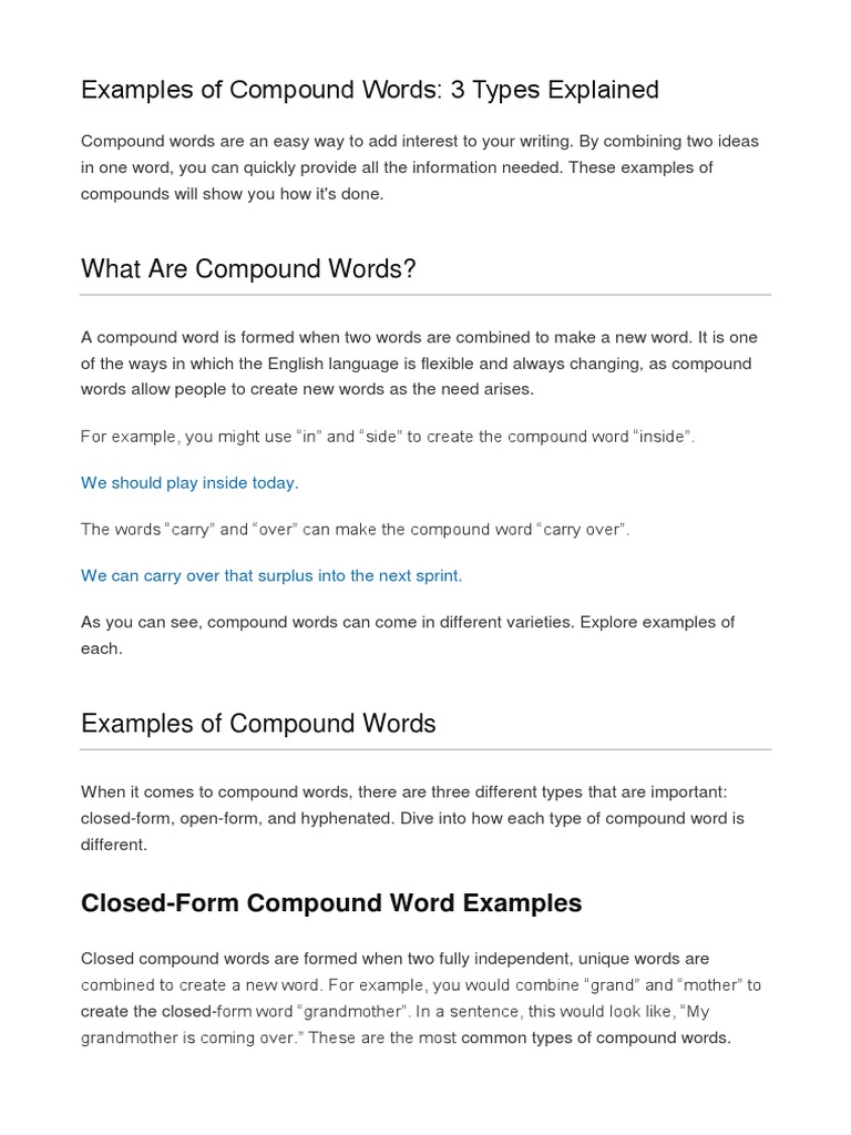 Compound Words | PDF | Word | Human Communication