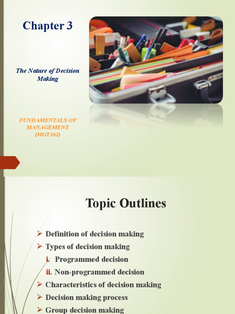CHAPTER 3-Decision Making MGT162 | PDF | Decision Making | Group ...