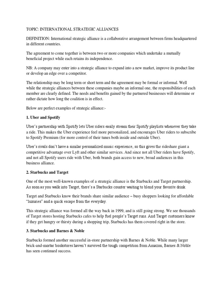 International Strategic Alliances | PDF