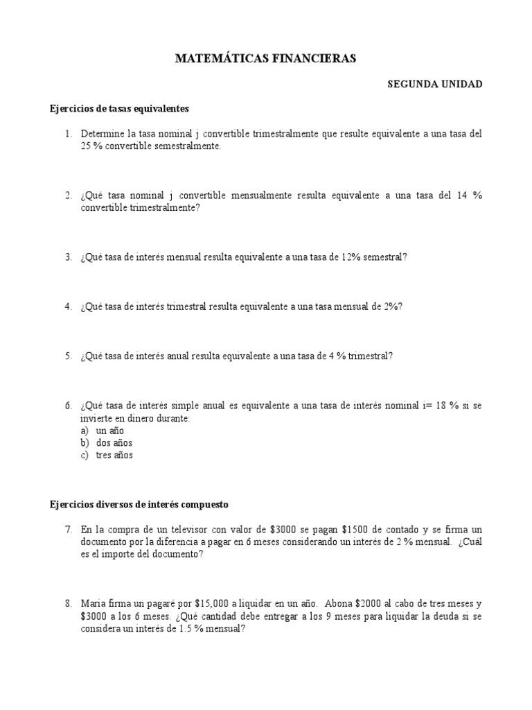 Mate Financiera | PDF | Interés | Tasas de interés