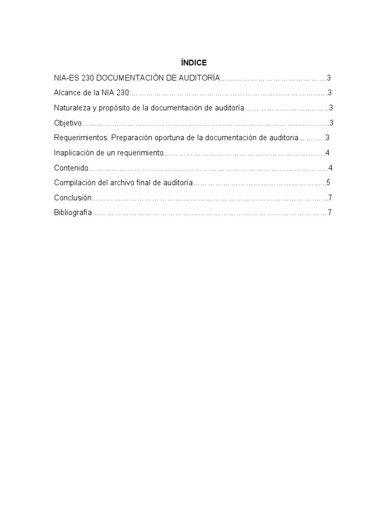 Documentación de Auditoría. NIA-230. | PDF | Auditoría | Contralor
