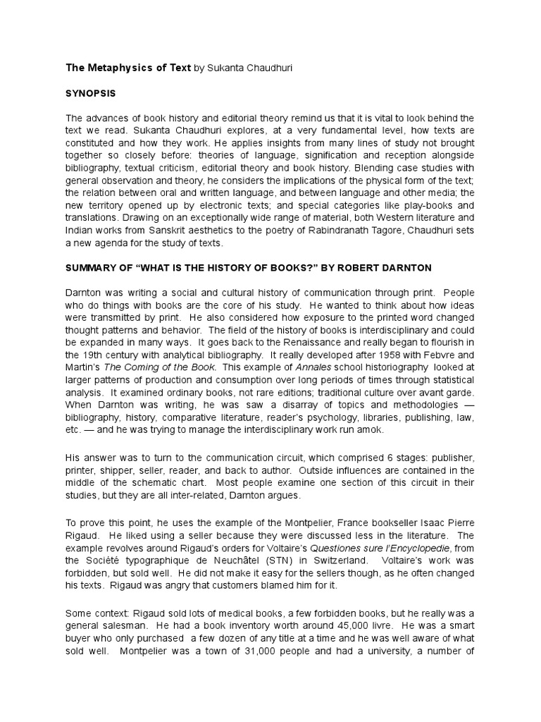 The Metaphysics of Text: Synopsis | PDF