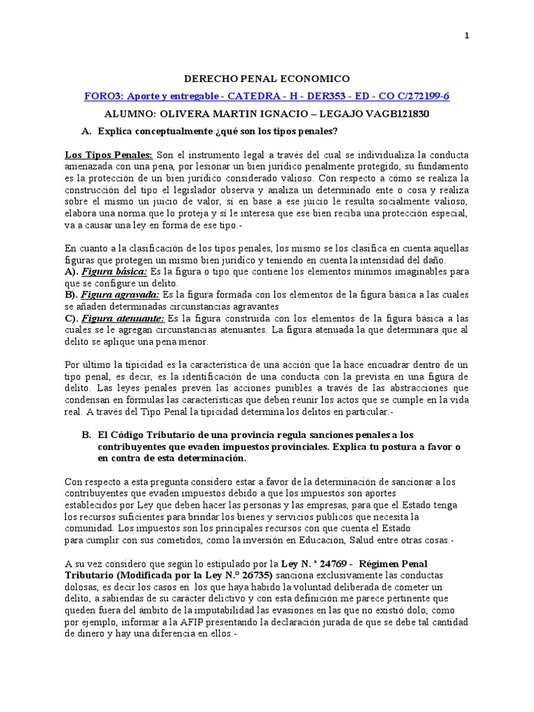 Foro Discusion TP3 | PDF | Derecho penal | Impuestos