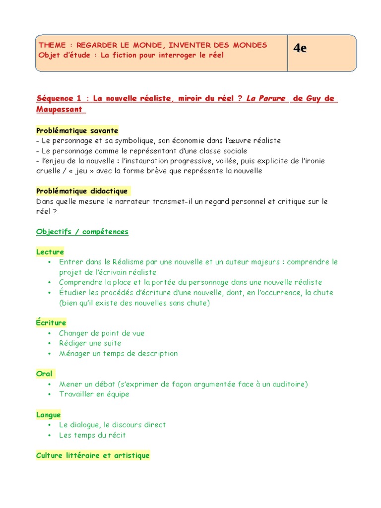 Sq1 La Parure Maupassant | PDF | Réalisme (littérature) | Guy de Maupassant