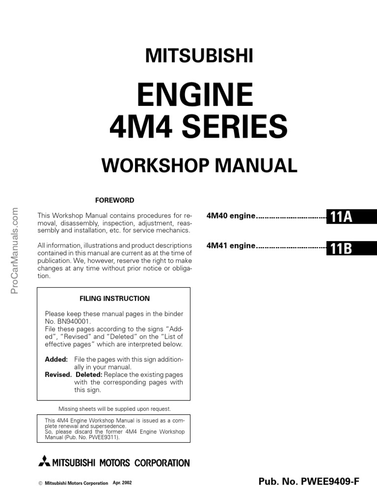 Mitsubishi Engine 4M4 Service Repair Manual | PDF